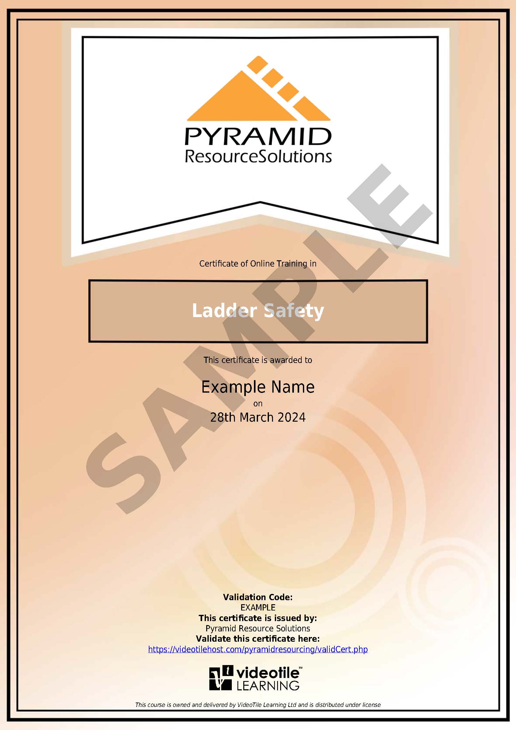 Ladder Safety online training course with certificates
